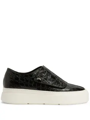 GIUSEPPE ZANOTTI Crocodile-embossed Monk Strap Sneakers