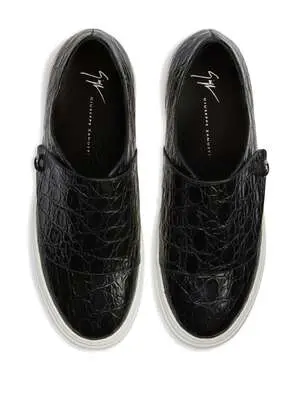 GIUSEPPE ZANOTTI Crocodile-embossed Monk Strap Sneakers