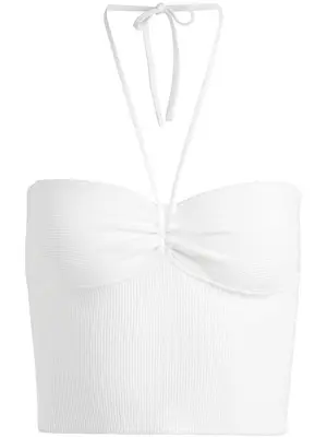 Alice + Olivia Linnie Ribbed-knit Halter Top