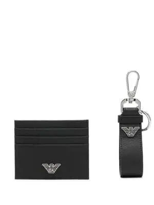 Emporio Armani Logo-plaque Leather Wallet Set - Black