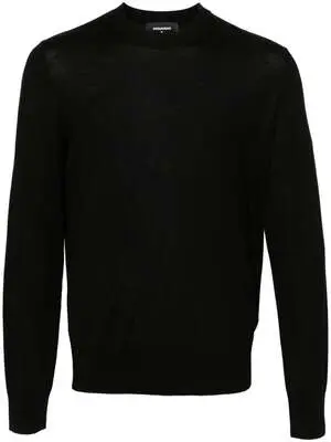Dsquared2 Logo-embroidered Virgin Wool Jumper - Black