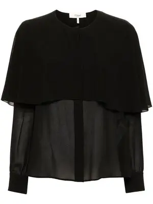 Chloé Cape-attachment Silk Shirt - Black