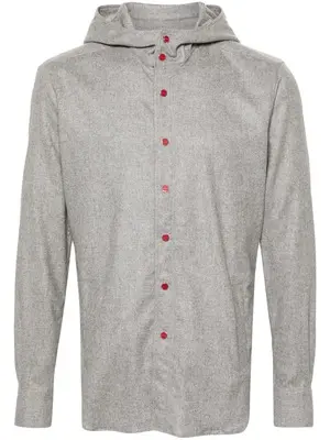 Kiton Mariano Flannel Hooded Shirt - Grey
