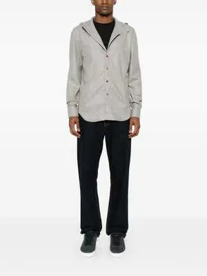 Kiton Mariano Flannel Hooded Shirt - Grey