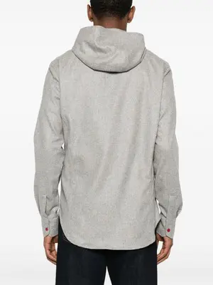 Kiton Mariano Flannel Hooded Shirt - Grey