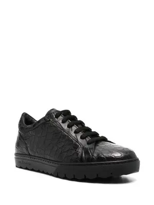 Kiton Crocodile-embossed Leather Sneakers