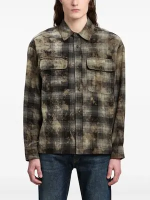 Palm Angels Logo-print Check-pattern Shirt - Grey