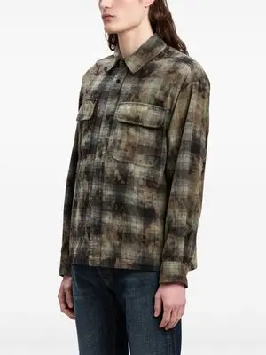 Palm Angels Logo-print Check-pattern Shirt - Grey