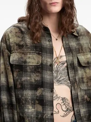 Palm Angels Logo-print Check-pattern Shirt - Grey