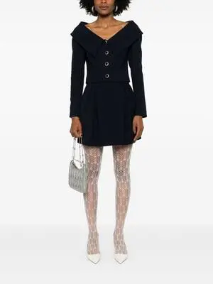Alessandra Rich Off-shoulder Wool Blazer - Blue