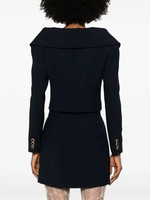 Alessandra Rich Off-shoulder Wool Blazer - Blue