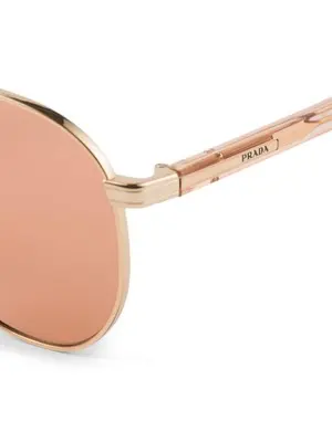 Prada Engraved Logo Aviator Sunglasses