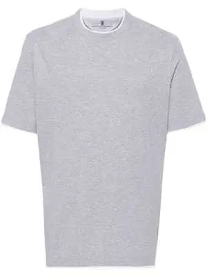 Brunello Cucinelli Layered Cotton T-shirt - Grey