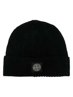 Stone Island Logo-patch Virgin Wool Beanie