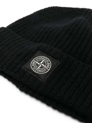 Stone Island Logo-patch Virgin Wool Beanie