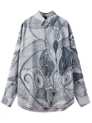 LEMAIRE Angkasapura Graphic Print Silk Shirt