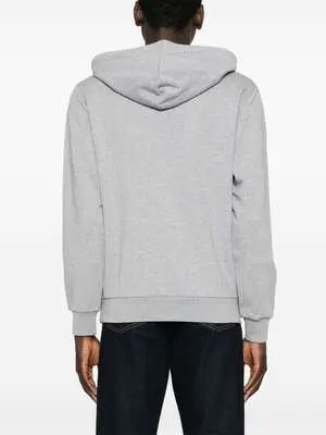 A.p.c. Flocked-logo Cotton Hoodie - Grey