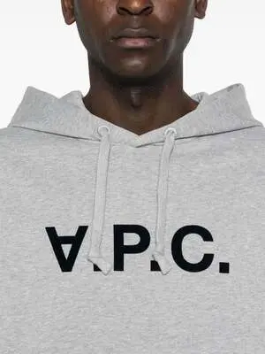 A.p.c. Flocked-logo Cotton Hoodie - Grey