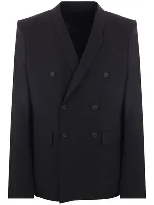 Rick Owens Double-breasted Stretch-wool Blazer - Black