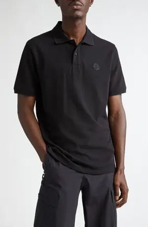 Moncler Logo Cotton Polo - Black