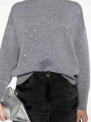 Rabanne Crystal-embellished Jumper - Grey