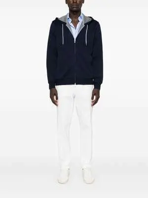Brunello Cucinelli Zip-up Jersey Hoodie - Blue