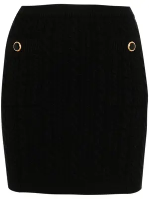 Alessandra Rich Cable-knit Wool Mini Skirt - Black