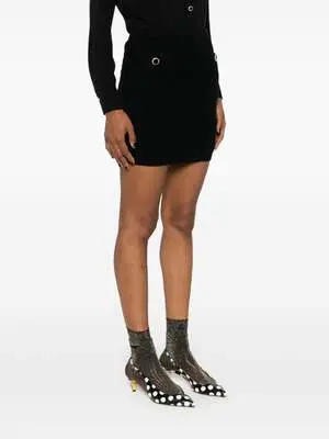 Alessandra Rich Cable-knit Wool Mini Skirt - Black