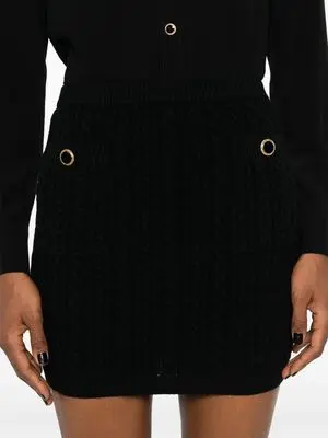 Alessandra Rich Cable-knit Wool Mini Skirt - Black