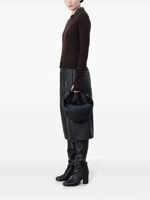 LEMAIRE Mini Fortune Croissant Bag In Leather - Black