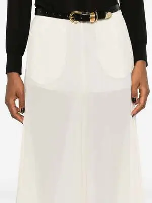 Chloé Georgette Cropped Trousers - Neutrals