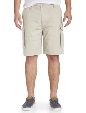 NAUTICA Big & Tall Stretch Ripstop Cotton Cargo Shorts - Stone