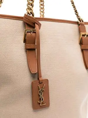 Saint Laurent Cassandre-tag Canvas Tote Bag - Neutrals