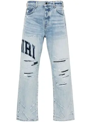 Amiri Varsity Logo Straight-leg Jeans - Blue