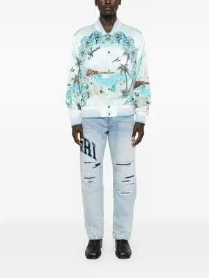 Amiri Varsity Logo Straight-leg Jeans - Blue