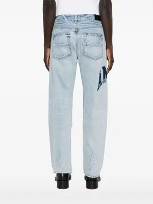 Amiri Varsity Logo Straight-leg Jeans - Blue