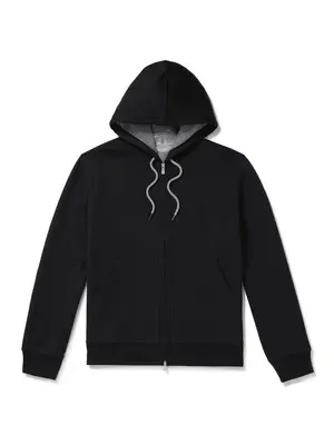 Brunello Cucinelli Cotton-blend Jersey Zip-up Hoodie - Black