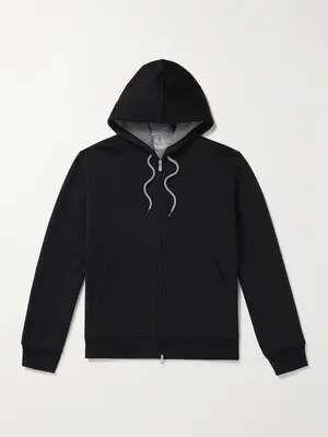 Brunello Cucinelli Cotton-blend Jersey Zip-up Hoodie - Black