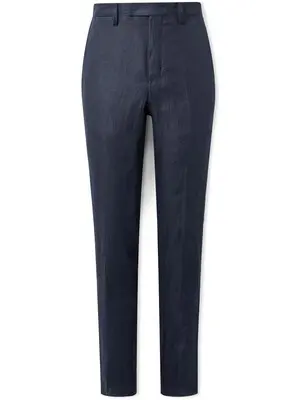 Mr P. Philip Straight-leg Linen-twill Suit Trousers