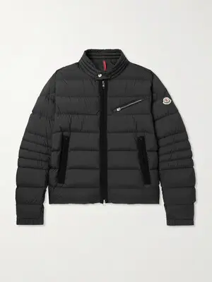 Moncler Grosgrain-trimmed Logo-appliquéd Quilted Shell Down Jacket - Black