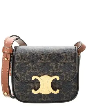 Celine Celine Claude Mini Triomphe Coated Canvas & Leather Shoulder Bag - Brown