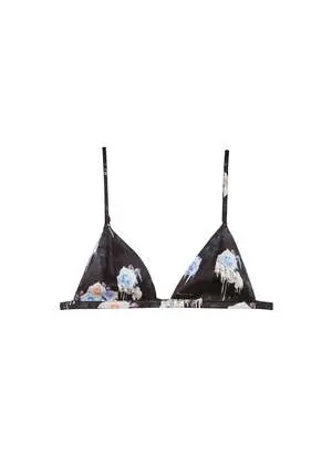 Fleur Du Mal Luxe Triangle Bra - Dripping Flowers