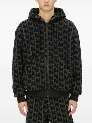MSGM Towelled Finish Logo-patterned Zipped Hoodie