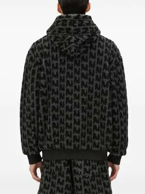 MSGM Towelled Finish Logo-patterned Zipped Hoodie