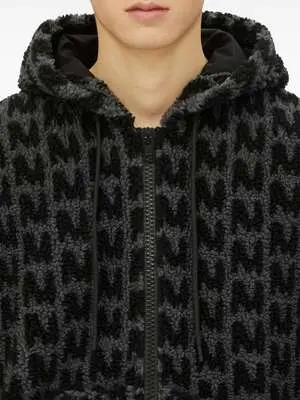 MSGM Towelled Finish Logo-patterned Zipped Hoodie