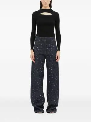 MSGM Rhinestone-embellished Wide-leg Jeans