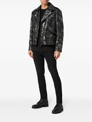 Philipp Plein Tattoo-print Biker Jacket