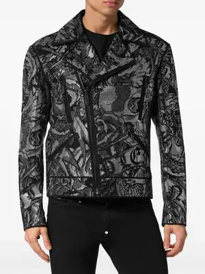Philipp Plein Tattoo-print Biker Jacket