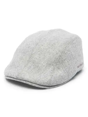 Brunello Cucinelli Wool Beret With Embroidered Logo - Grey