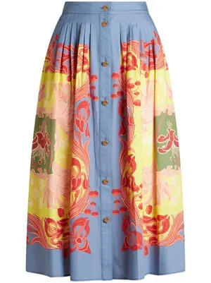Etro Pleated Midi Skirt - Blue